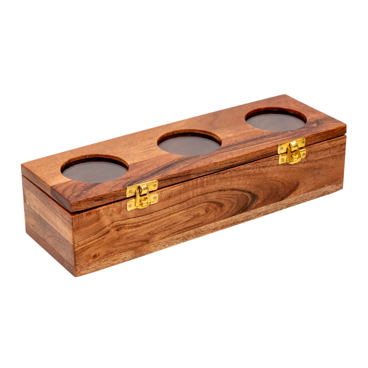Multi Purpose Rustic Brown Wooden Dry Fruit Box with 3 Compartments ...