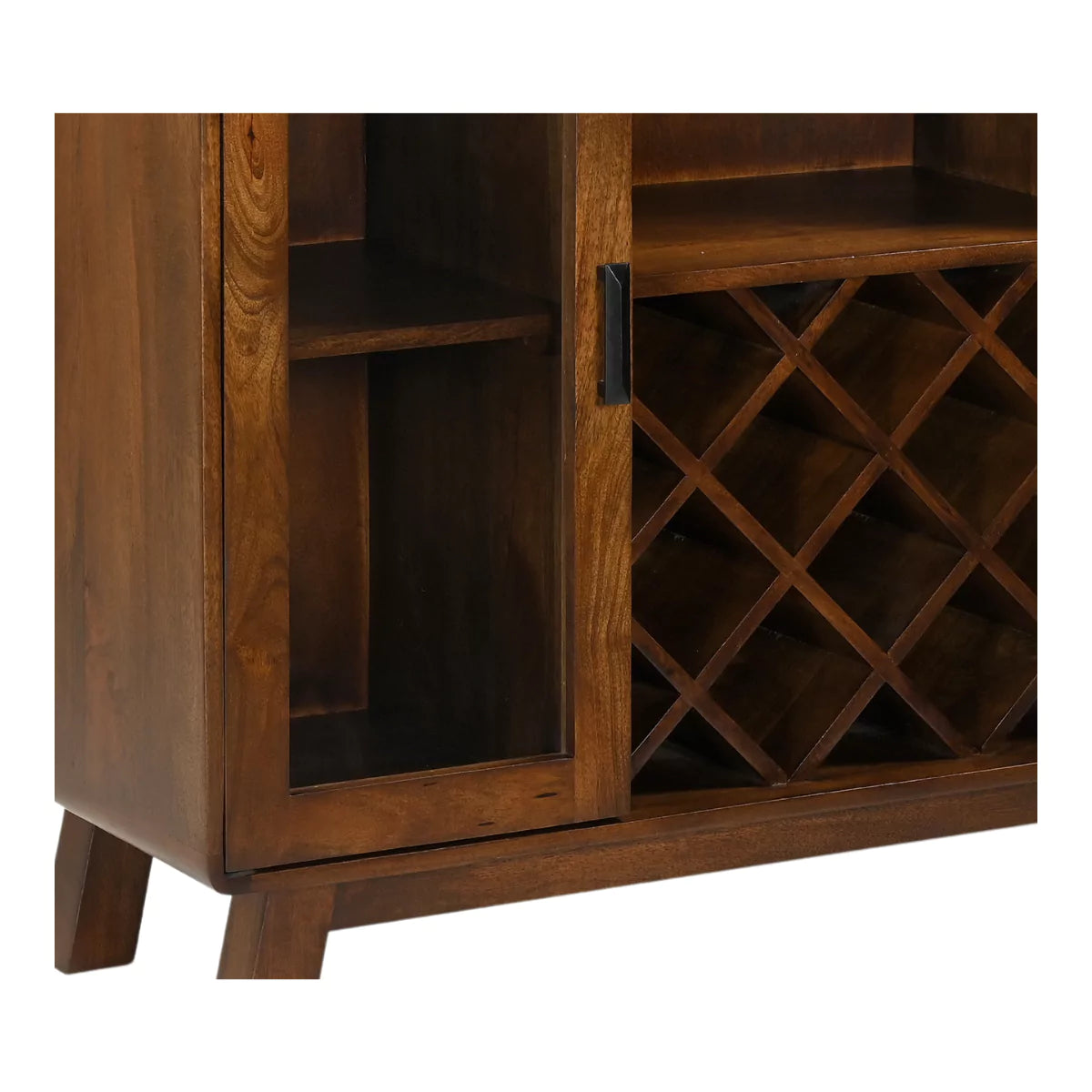 Trove Solid Wood Rustic Glass Doors Bar Cabinet Radiantfurn