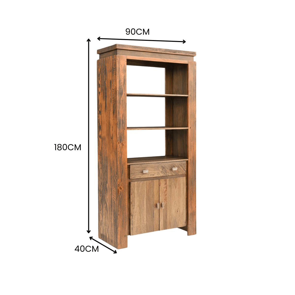 Twonique Solid Wood Rustic Tall Bookcase With Storage – RadiantFurn
